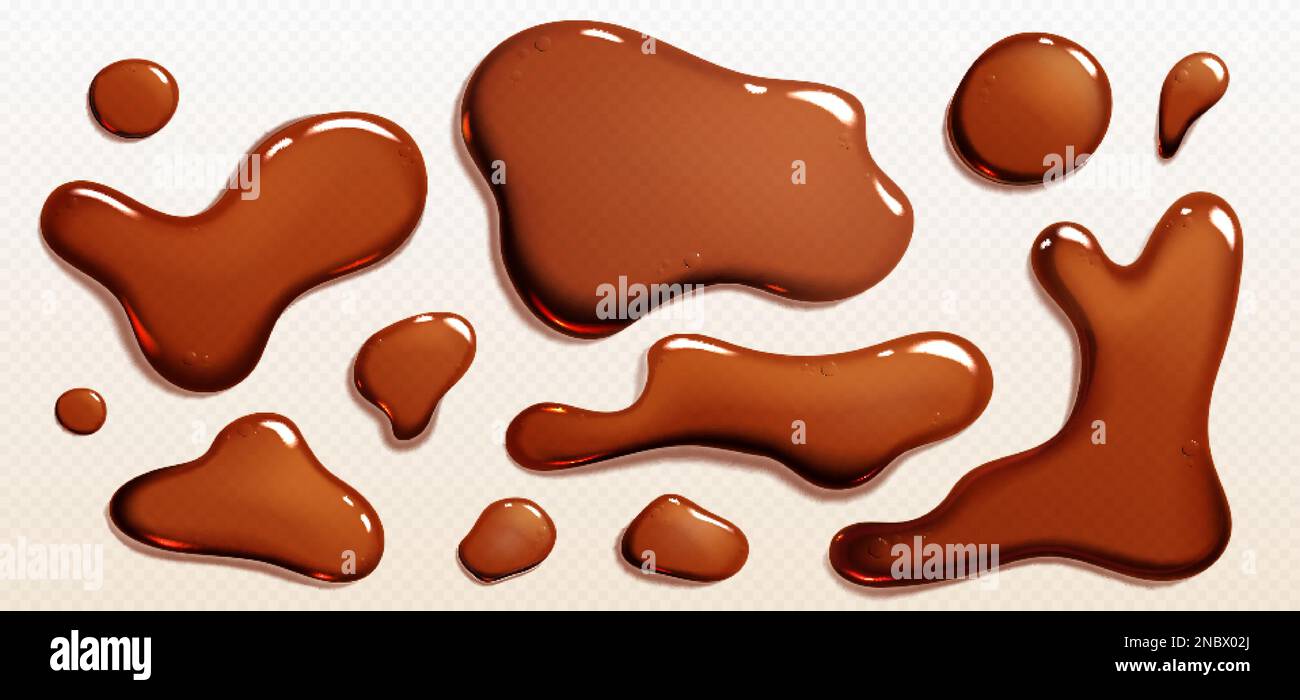 Realistic set of cola or coffee puddles isolated on transparent ...