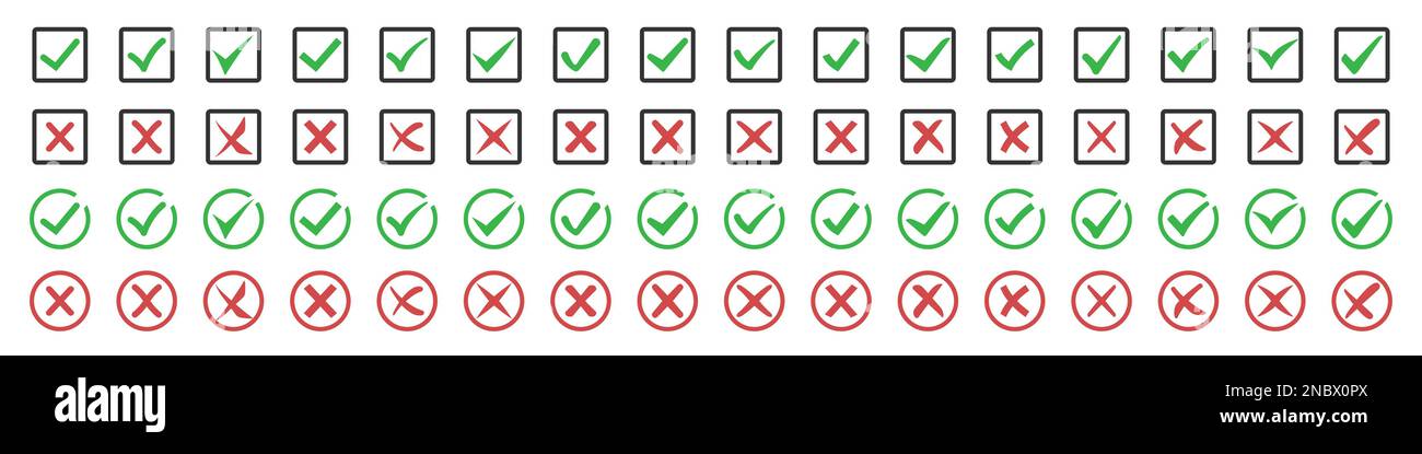 Set of check marks and crosses hi-res stock photography and images - Alamy
