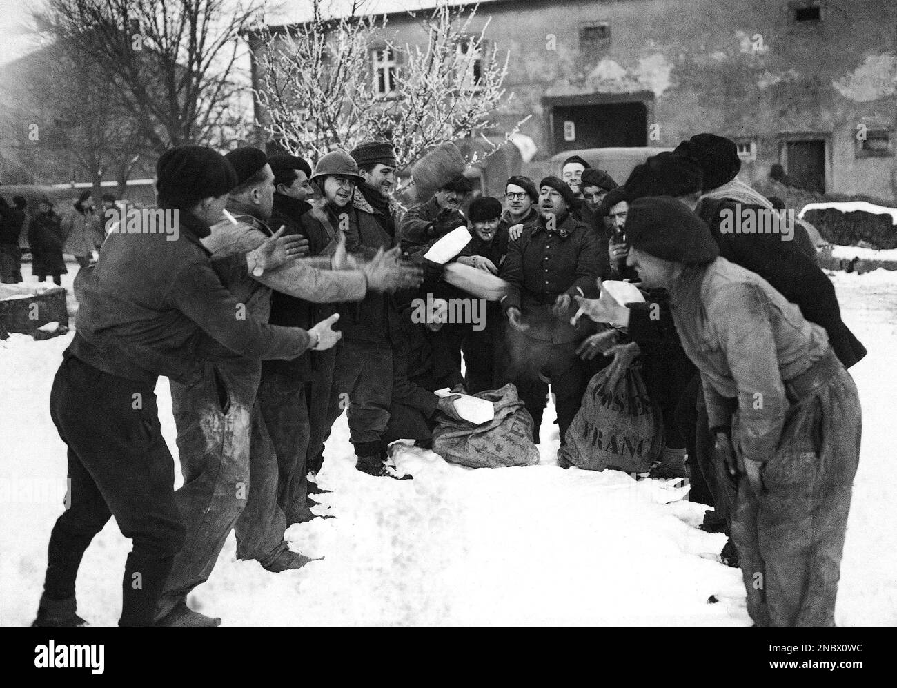French alpine troops in a line at the French Army zone, participating ...