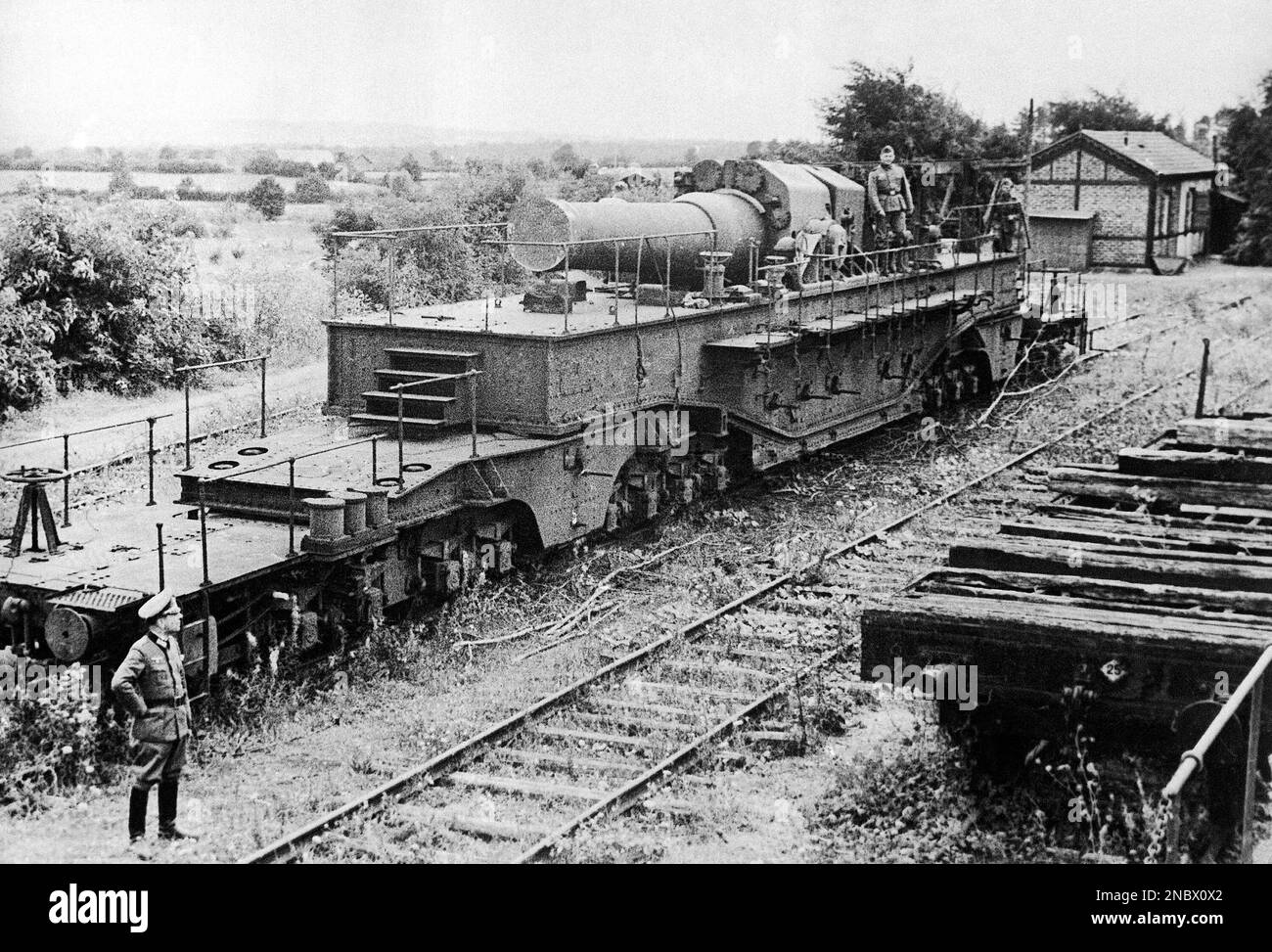 A 52 centimeter French railroad cannon that was captured by German ...