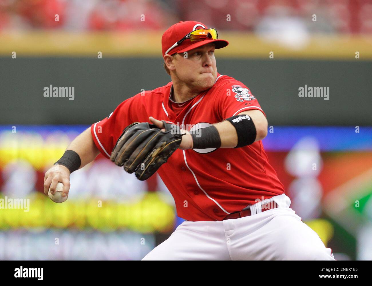 Cincinnati Reds second baseman Chris Valaika in action against the ...