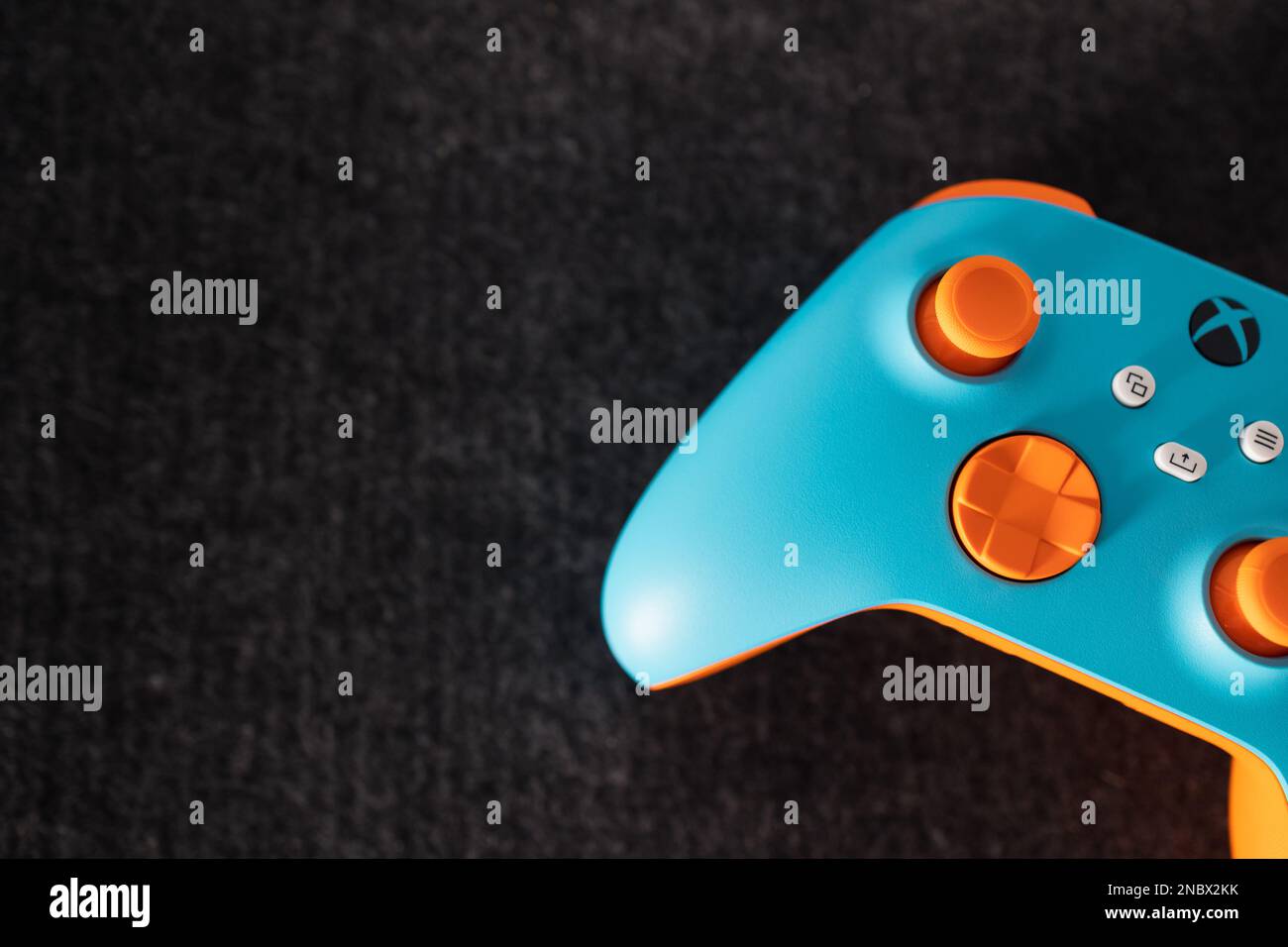 LONDON - FEBRUARY 13, 2023: Xbox Design Lab custom gaming controller in ...