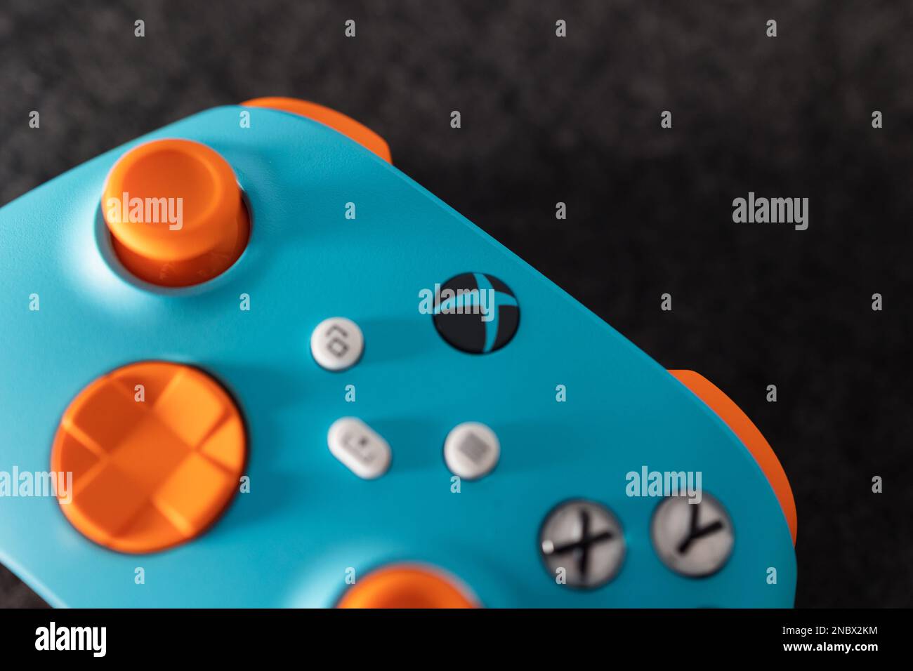 LONDON - FEBRUARY 13, 2023: Xbox Design Lab custom gaming controller in ...