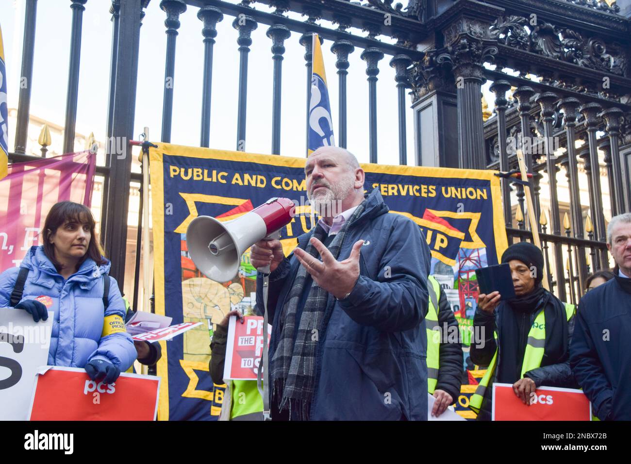 London, UK. 14th February 2023. Mick Whelan, general secretary of ASLEF ...