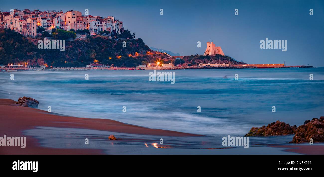 Spectacular summer cityscape of Sperlonga town with Truglia Tower ...