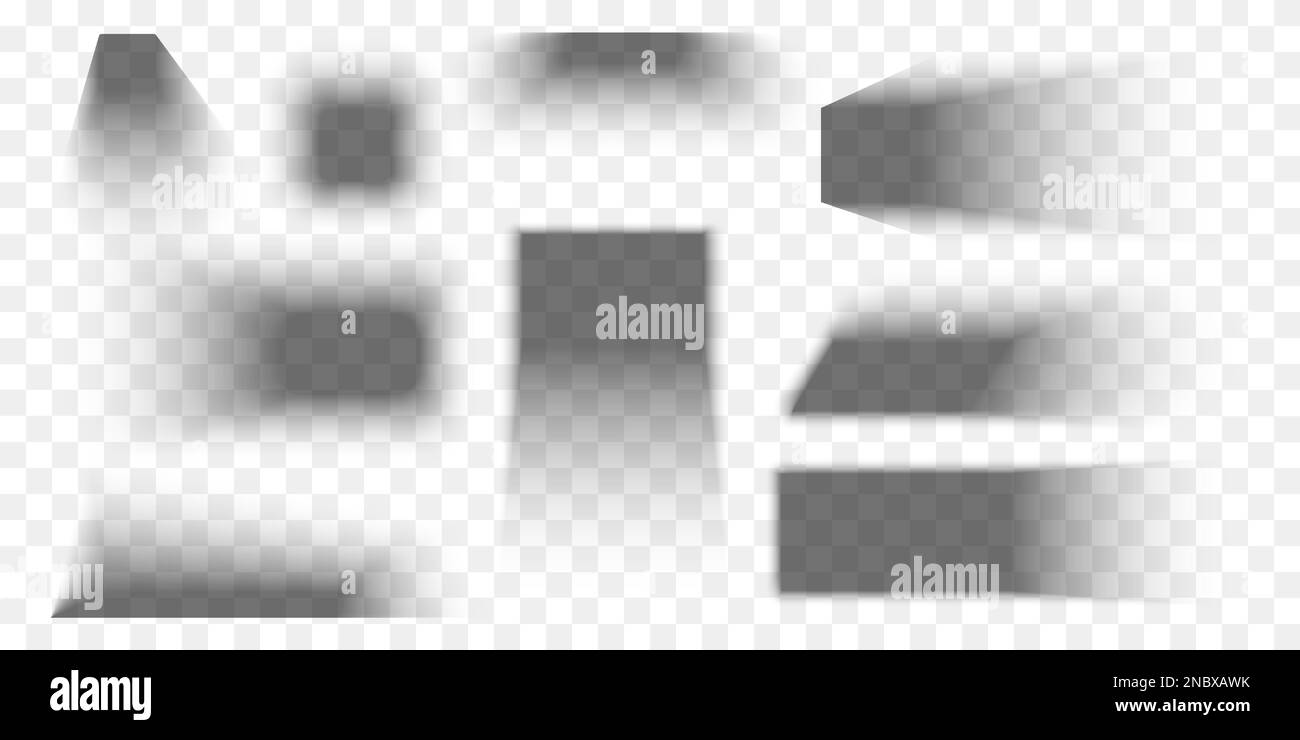 Set of square and rectangle shadow effects isolated on transporent ...