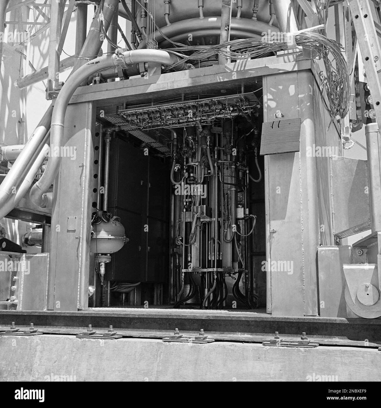 A prime nuclear reactor is outside its test cell at Jackson Flats ...