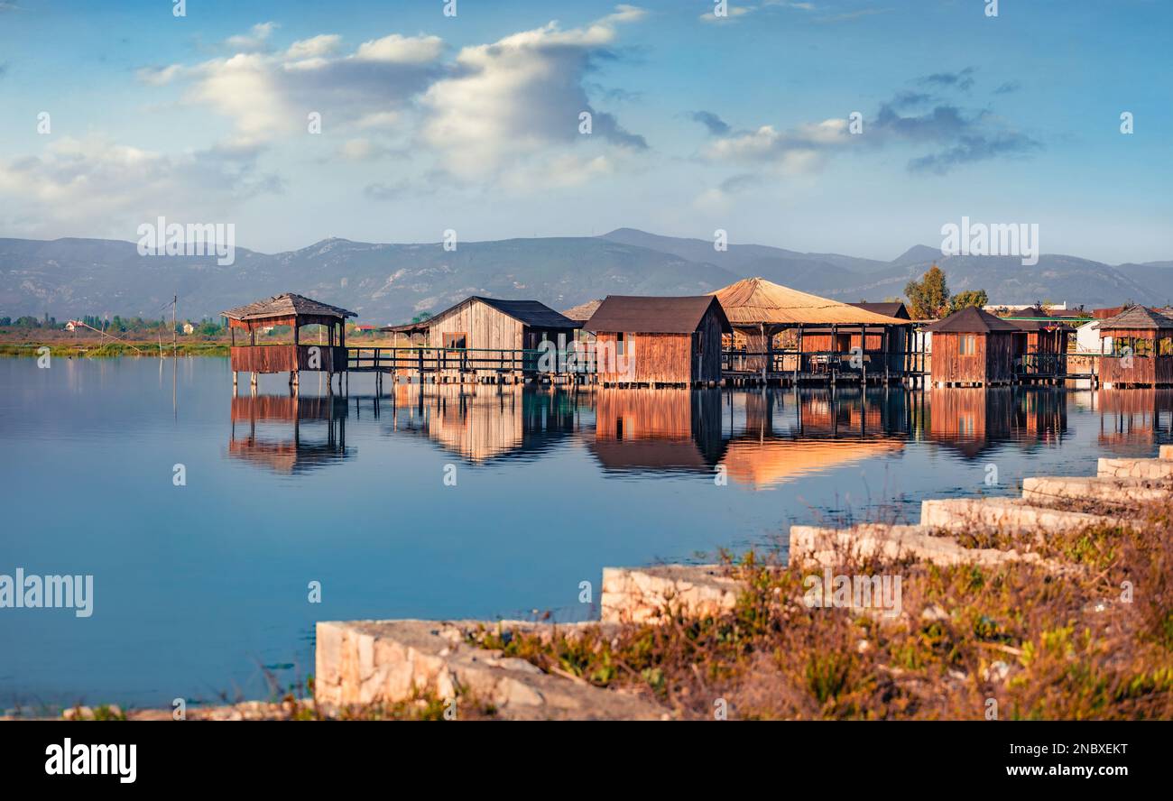 Captivating morning view of fishing dock on popular tourist attraction ...