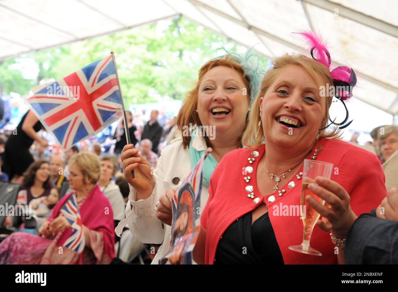 Jackie Brown and Fiona Less from Ruislip, celebrate the wedding of ...