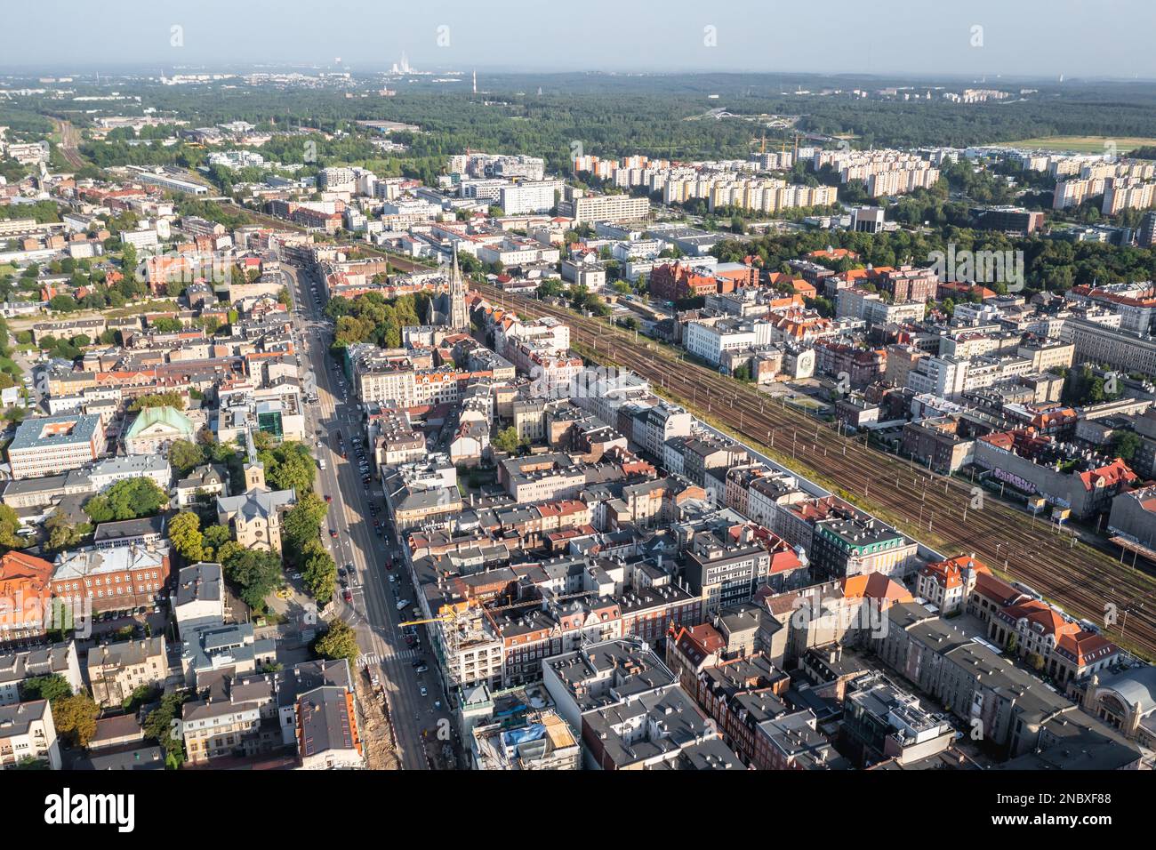 Aerial drone photo of Katowice city, Silesia region of Poland Stock ...