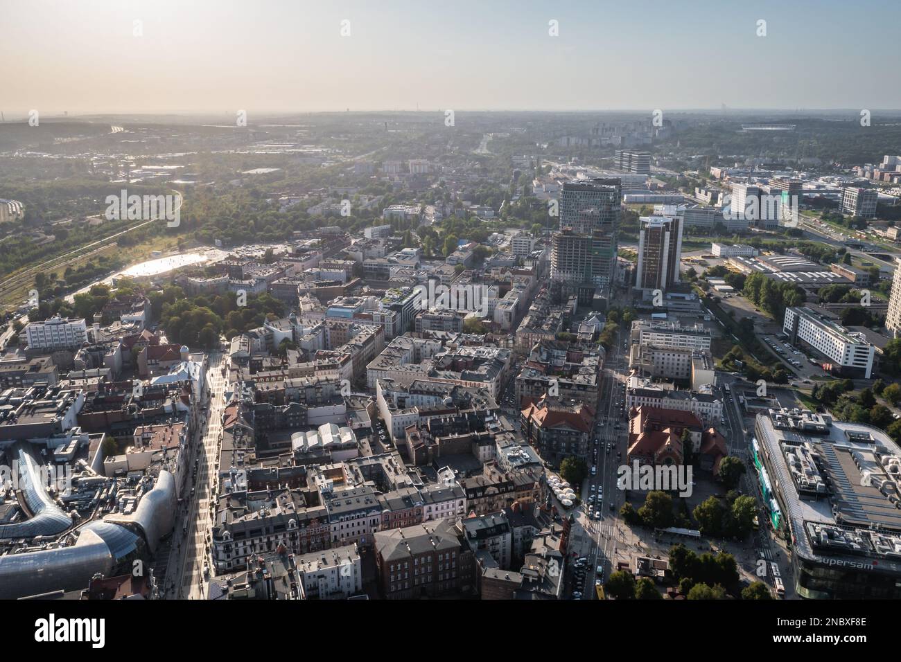 Aerial drone photo of Katowice city, Silesia region of Poland Stock ...