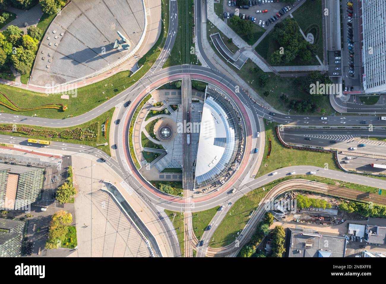 Roundabout of General Jerzy Zietek in Katowice city, Silesia region of ...