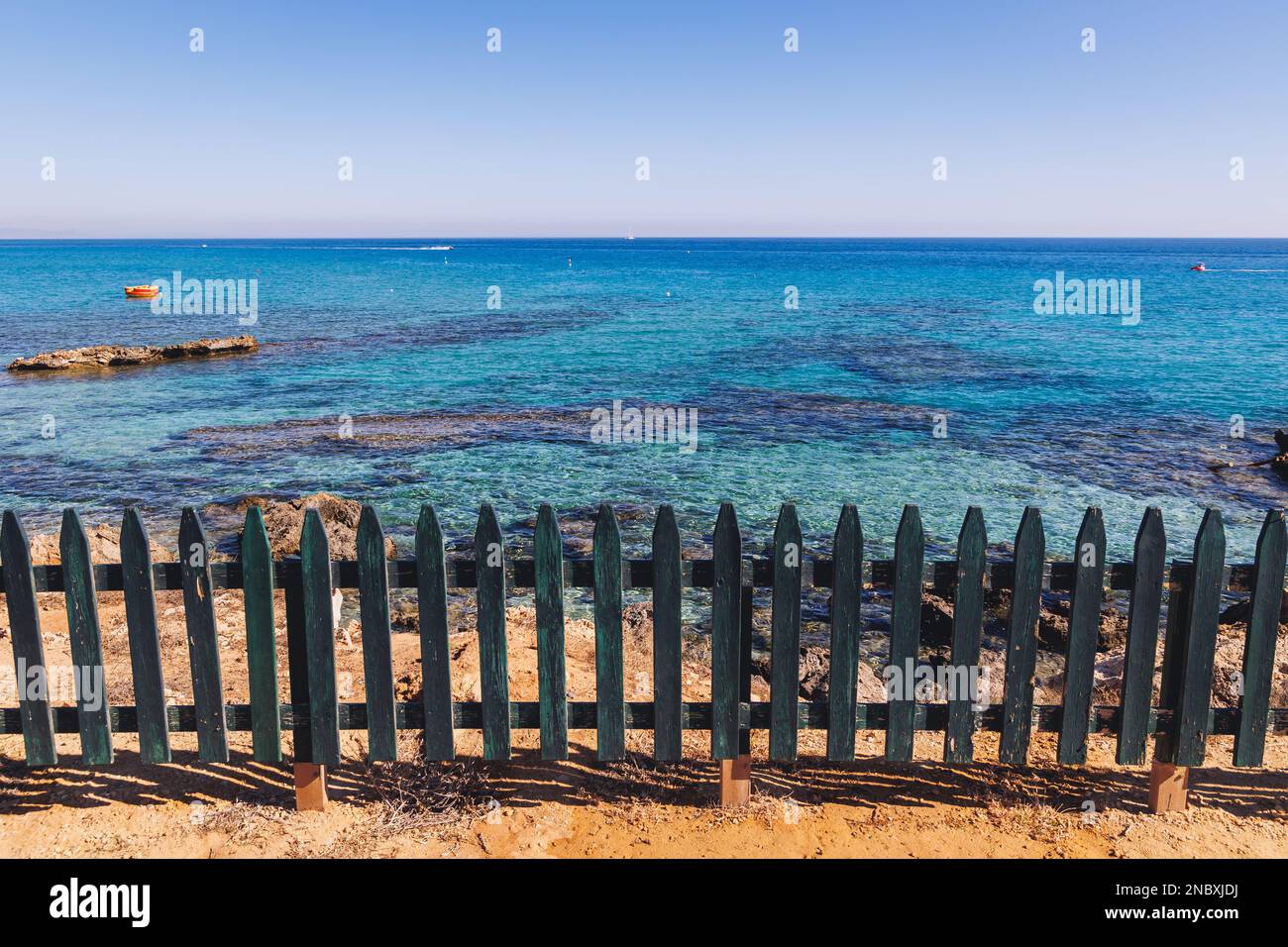 View from promenade in Protaras resort in Famagusta District, Cyprus ...