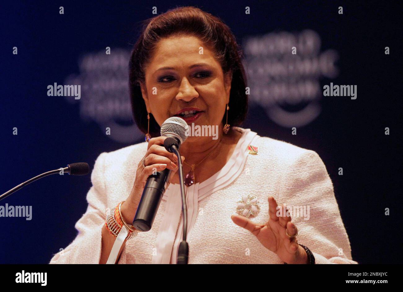 Kamla Persad-Bissessar, Prime Minister of Trinidad and Tobago, speaks ...