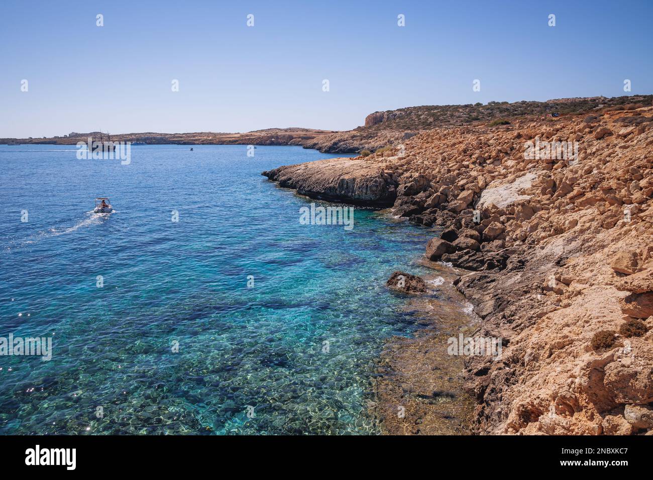 Mediterranean Sea, view from Cape Greco National Forest Park in Cyprus ...