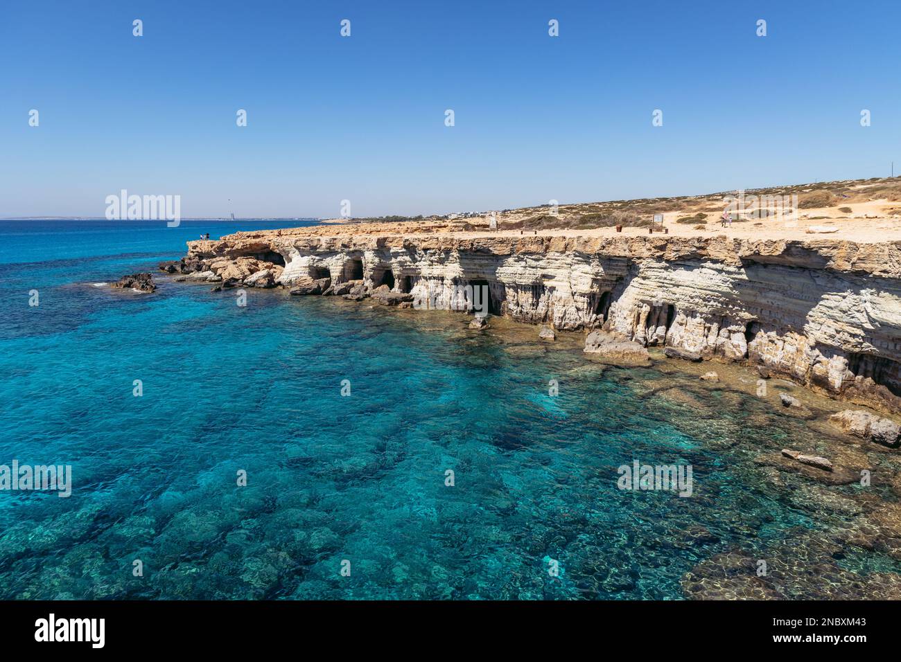 Drone photo of Sea Caves area in Cape Greco National Forest Park in ...