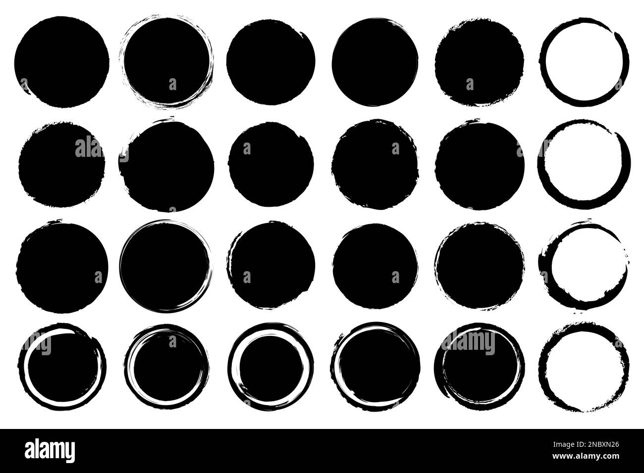 Set of grunge circles shapes in black. Vector illustration Stock Vector ...