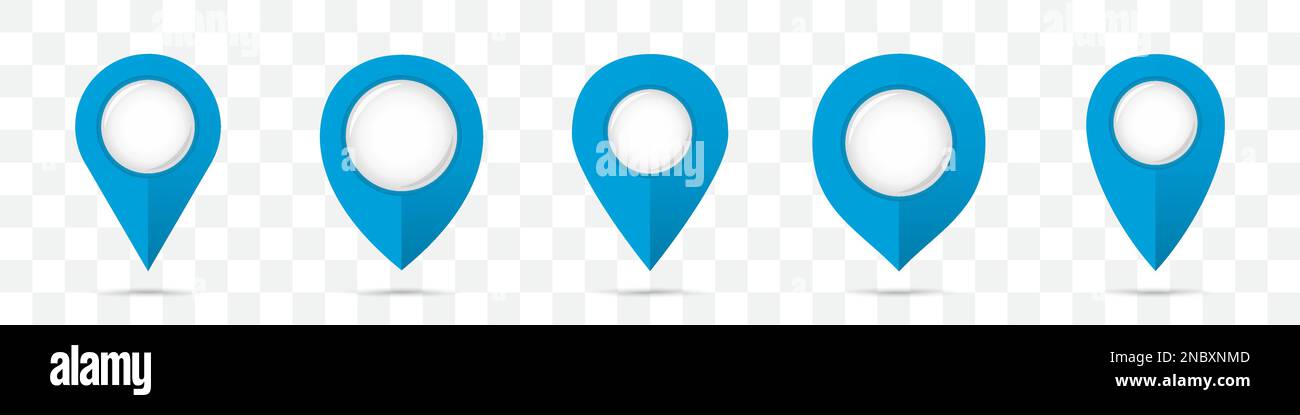 Set of blue pin map pointers icons with shadow Stock Vector Image & Art ...