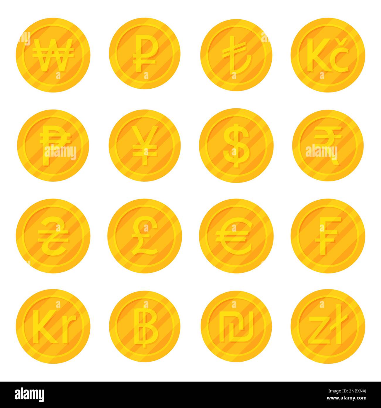 Set of golden coins most used currency symbols icon Stock Vector Image ...