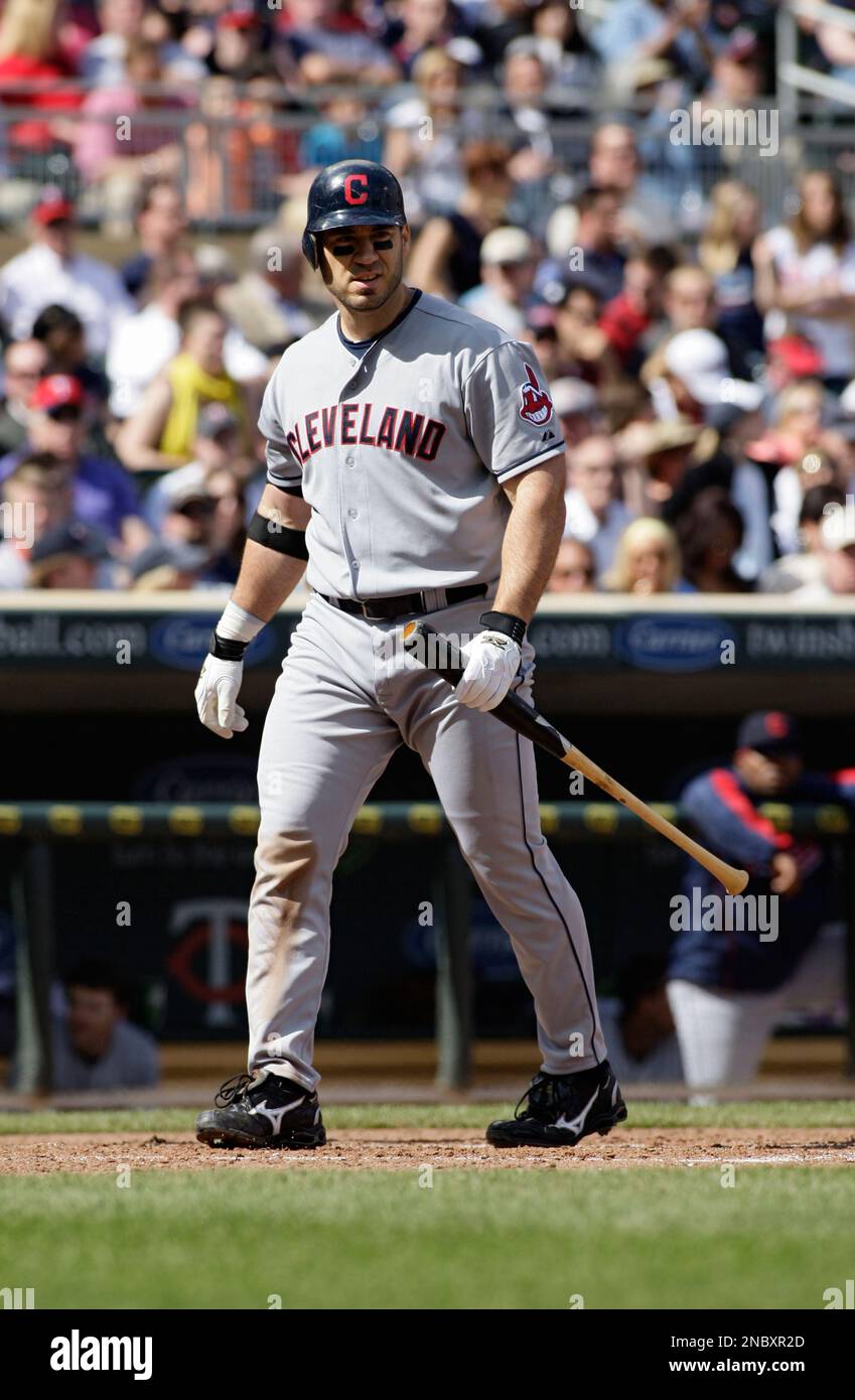Cleveland Indians Travis Hafner bats against the Minnesota Twins during ...