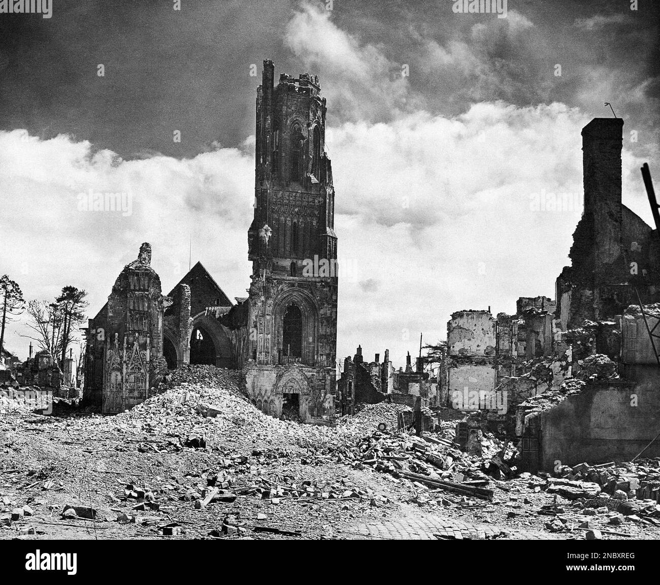 Cathedral at St. Lo, France, after the American Army had driven the ...