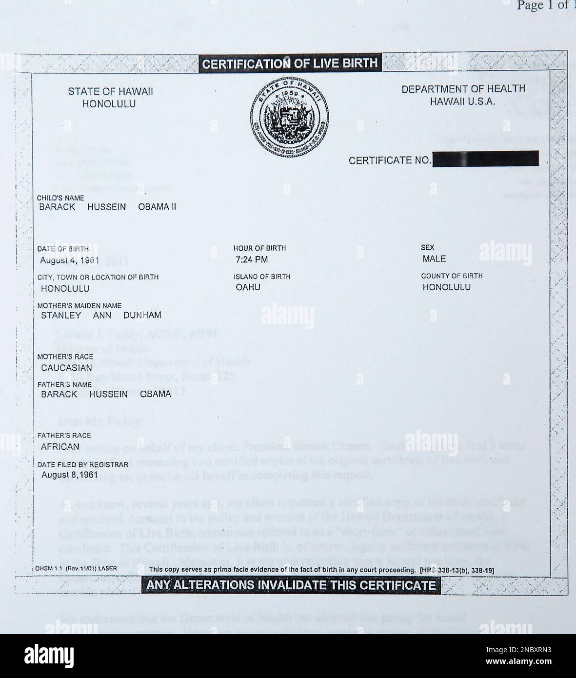 This handout image provided by the White House shows a copy of ...