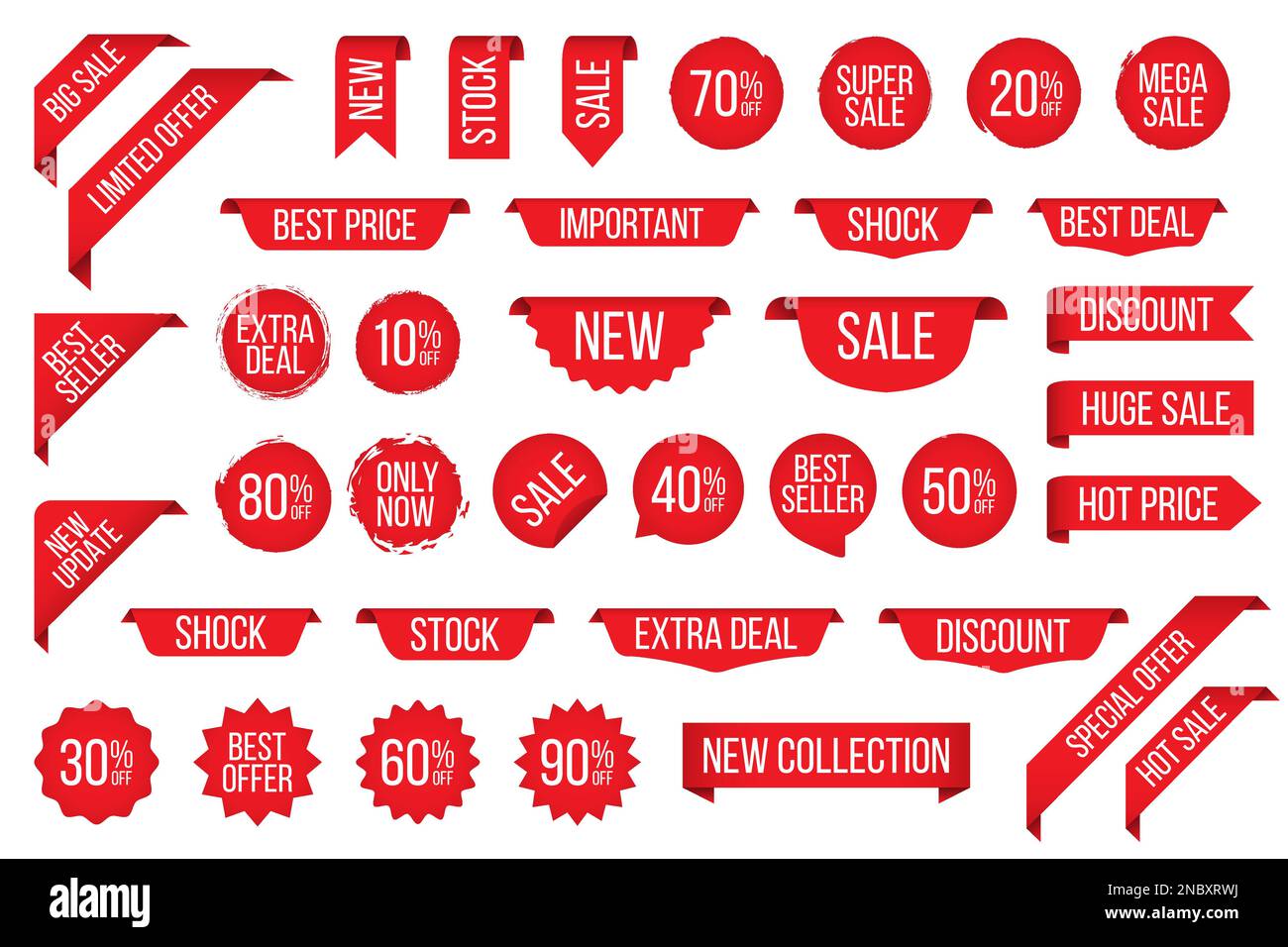 Set of red sale tag sticker badge for promotion Stock Vector Image ...