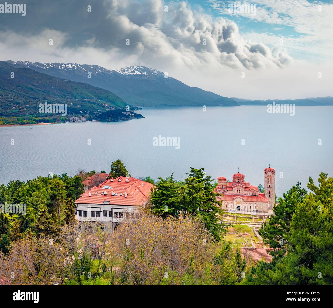 Aerial spring view of Church of Saints Clement and Panteleimon. Amazing ...