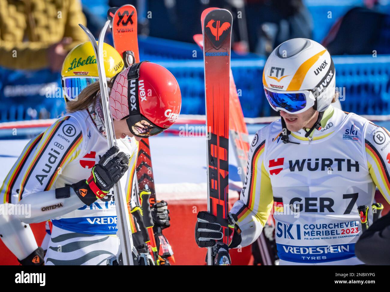 Courchevel, France. 14th Feb, 2023. Alpine skiing: World Cup, team, mixed, team competition ...