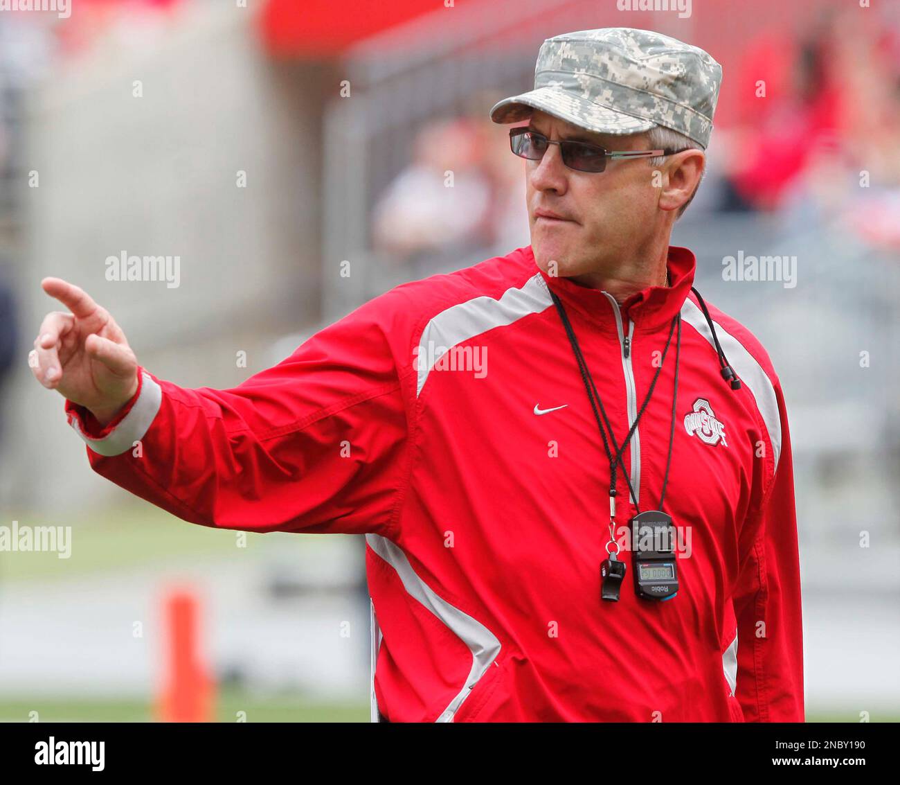 Ohio State head coach Jim Tressel gives instructions during an NCAA ...