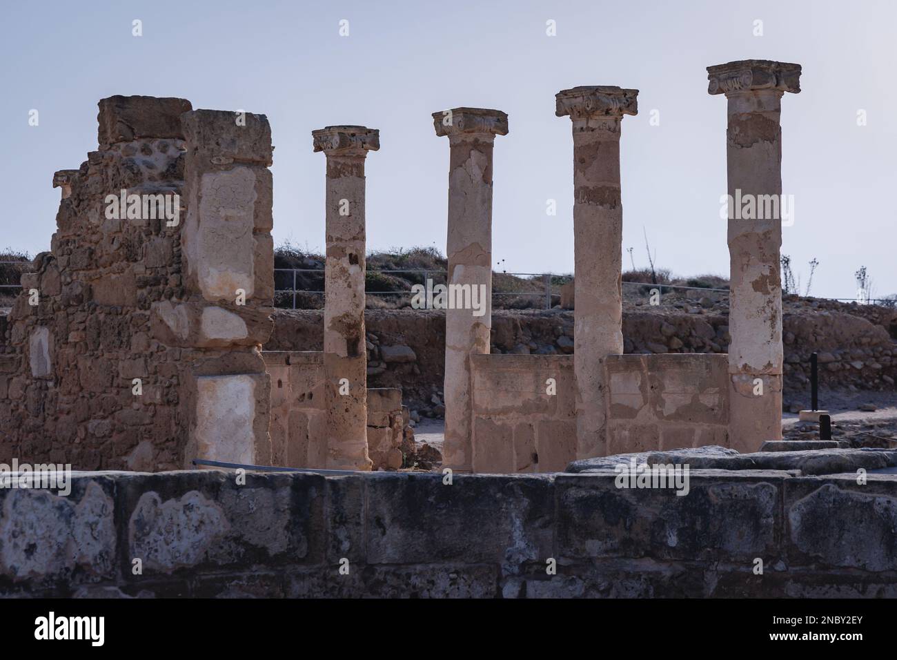 Ruins of House of Theseus villa in Paphos Archaeological Park in Paphos ...