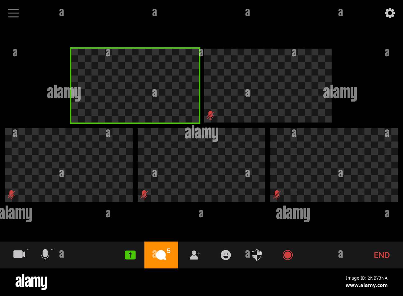 Video conference app interface template screen. Vector illustration ...