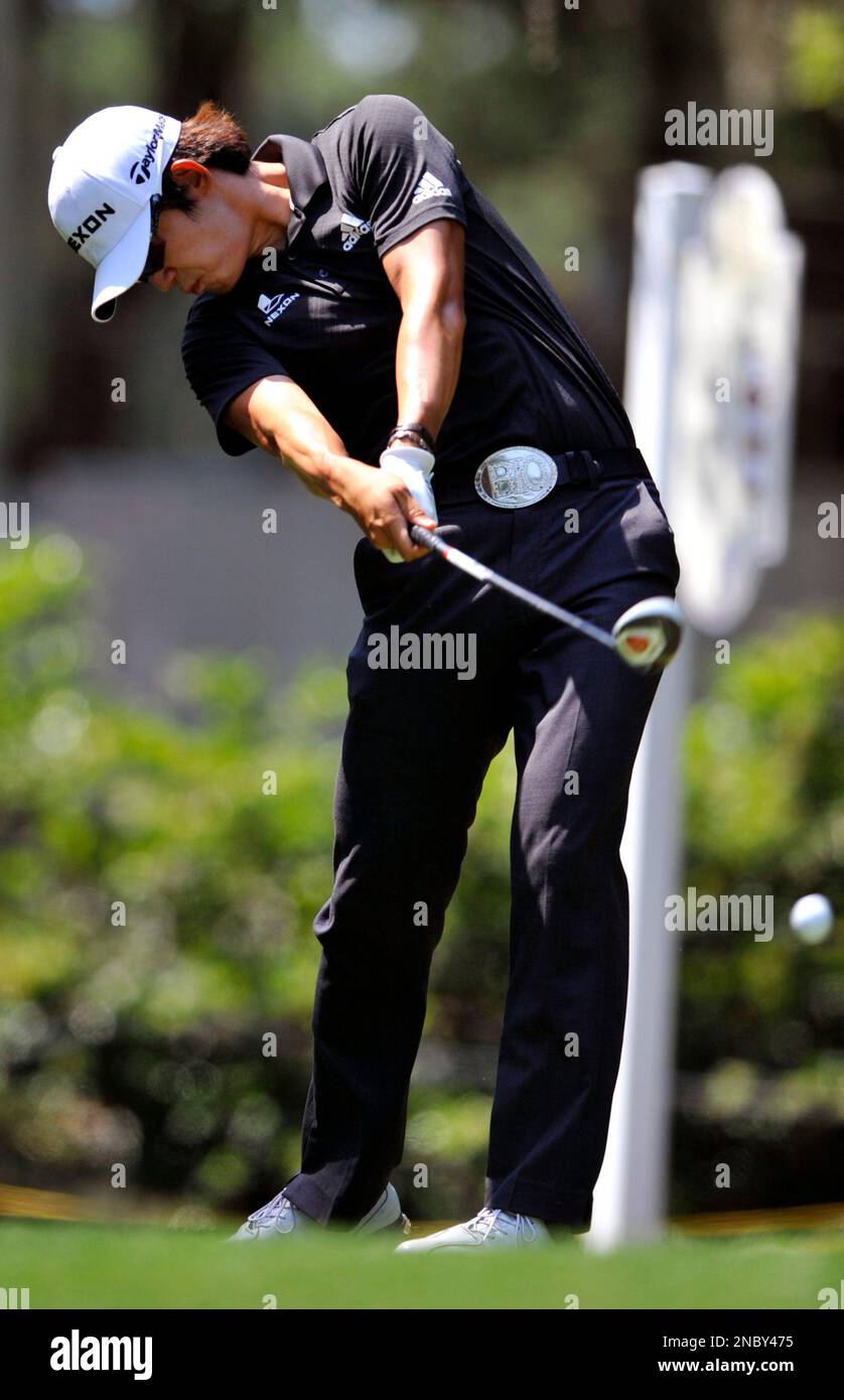 Bio Kim, of Korea, hits off the 16th tee during the final round of The ...