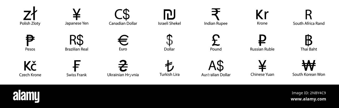 Set of most used currency symbols icon Stock Vector Image & Art - Alamy