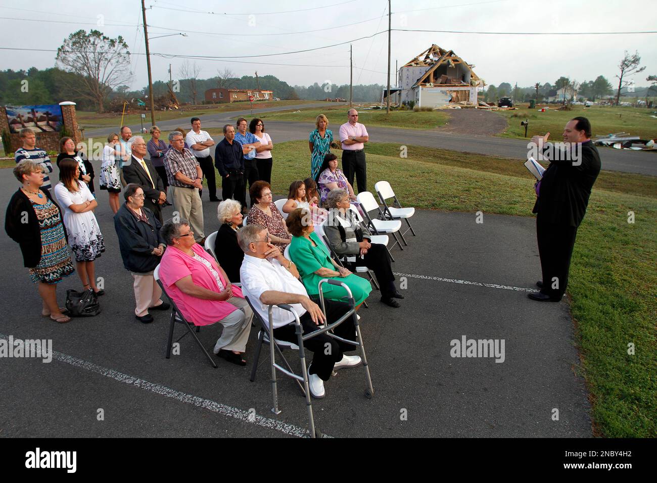 Pastor Doug Western leads his congregation in an Easter sunrise service ...
