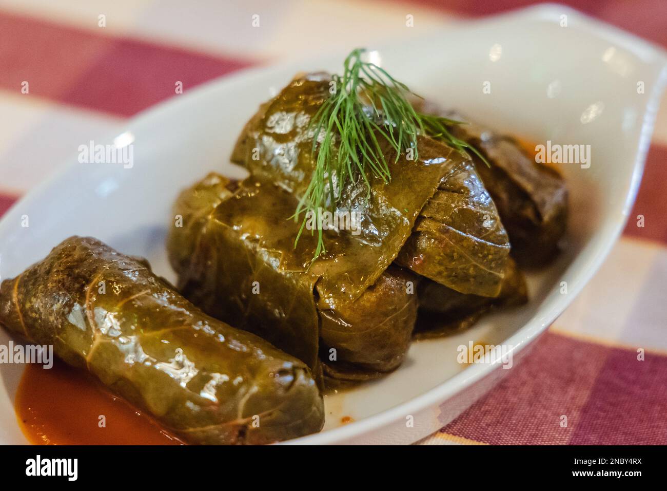 Traditional dolmades - filled grape leaves also called koupepia or ...