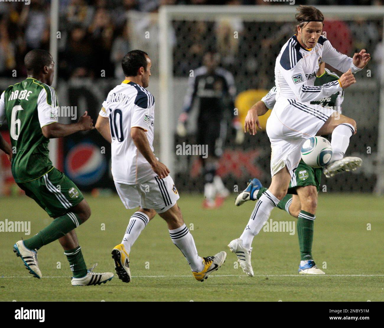 Los Angeles Galaxy midfielder David Beckham passes the ball during the ...