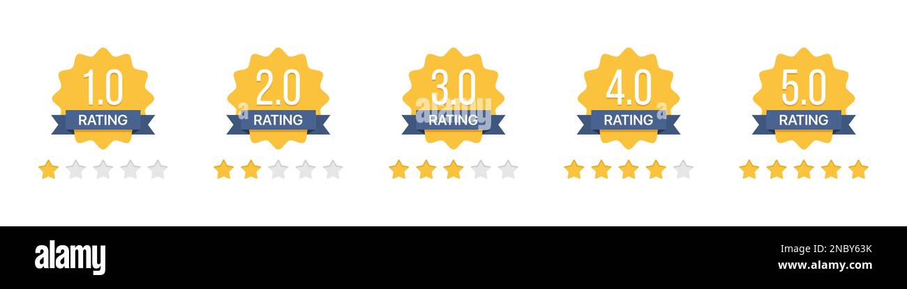 Set of rating stars badges with ribbon in a flat design Stock Vector ...