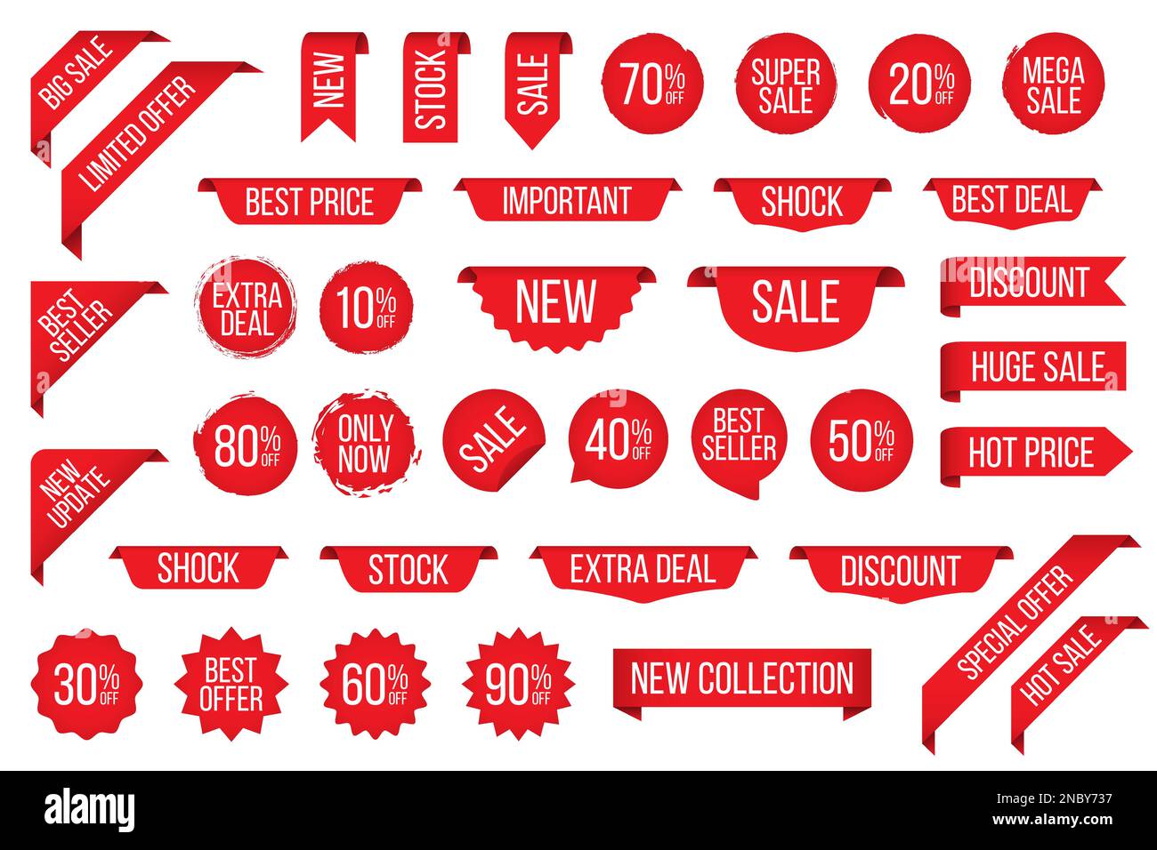 Set of red sale tag sticker badge for promotion Stock Vector Image ...