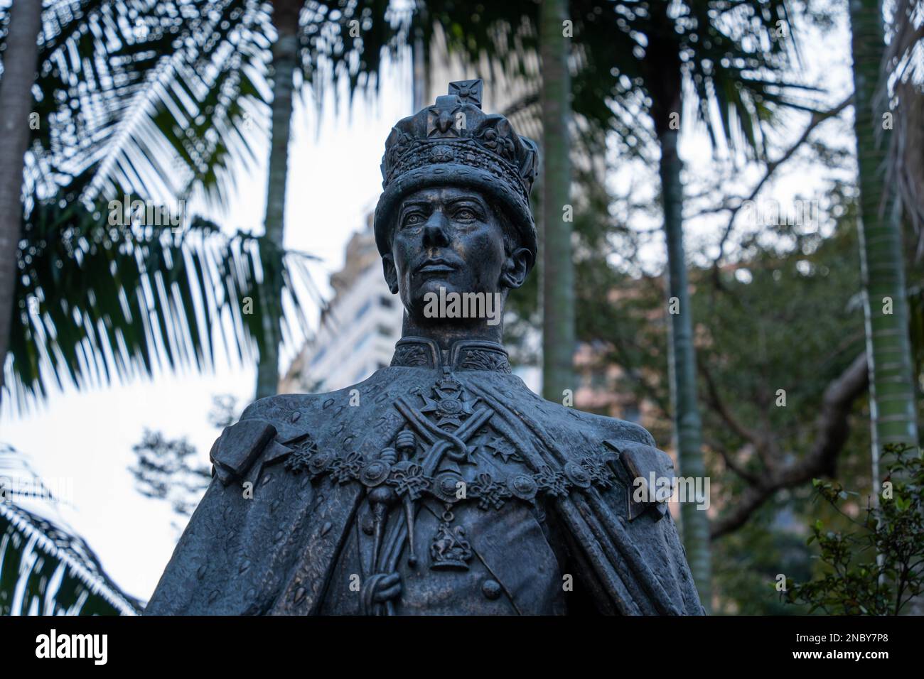 A closeup of the Bronze Statue of King George VI in Hong Kong ...