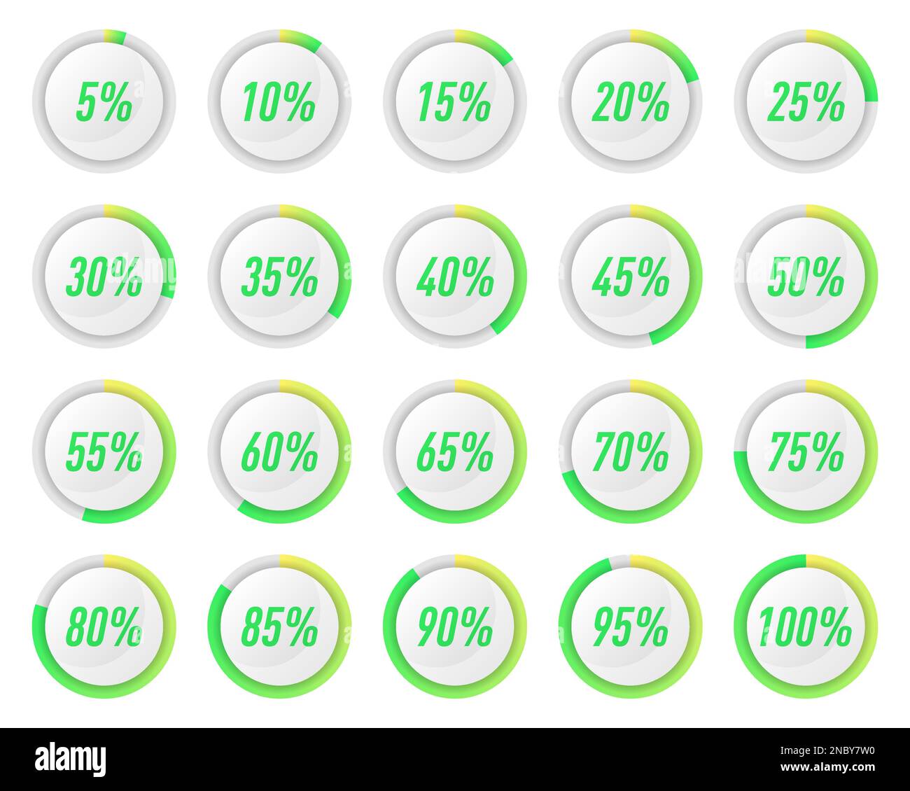 Collection of green circle percentage diagrams for infographics Stock ...