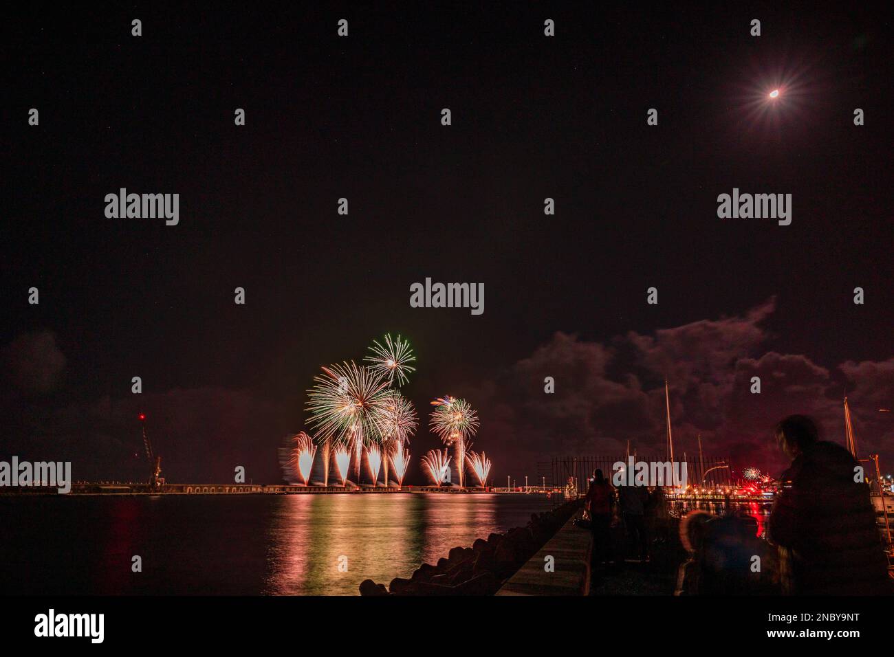 Photograph of fireworks at night, long exposure magical effect Stock ...