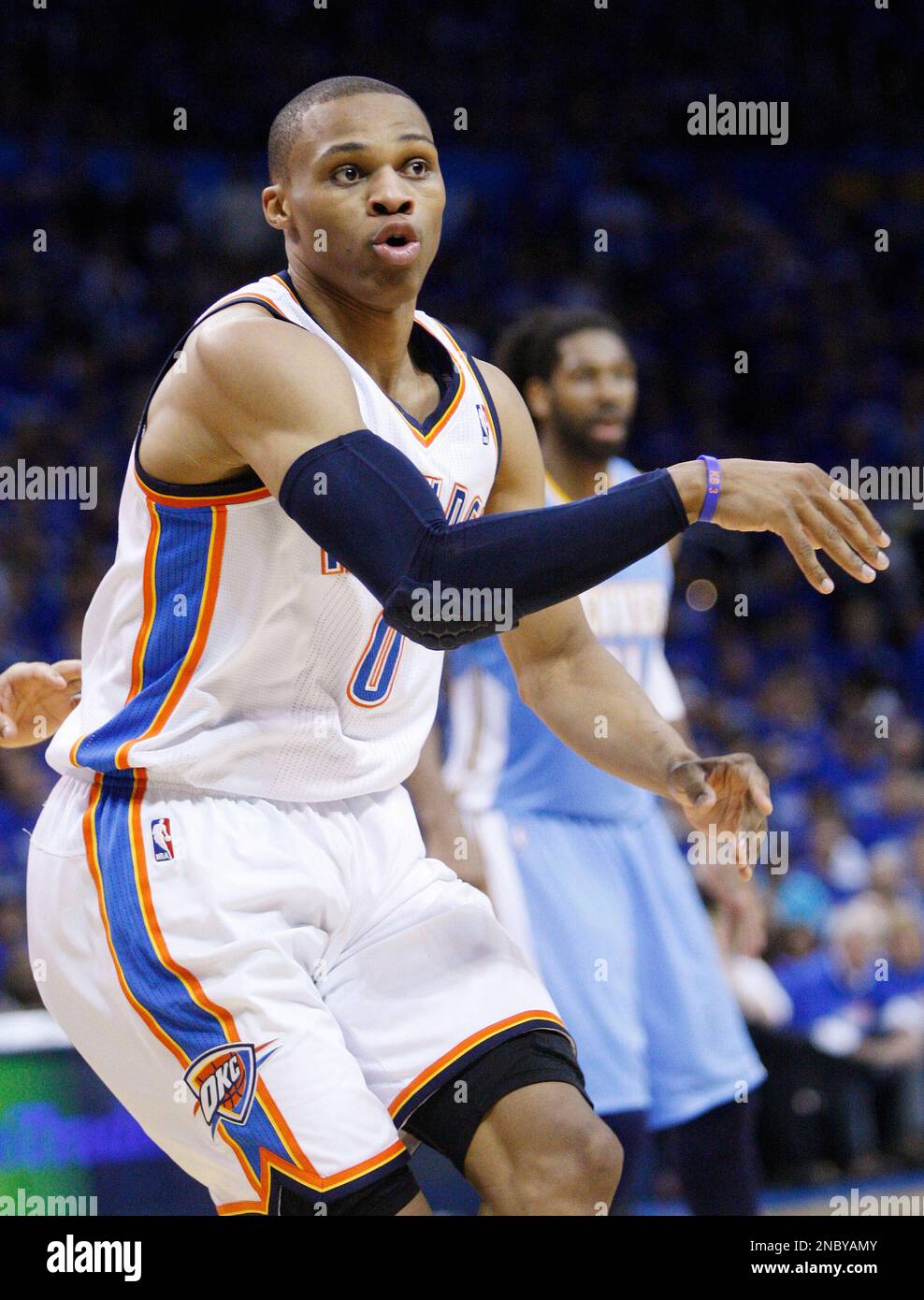 Oklahoma City Thunder guard Russell Westbrook in Game 2 of a first ...