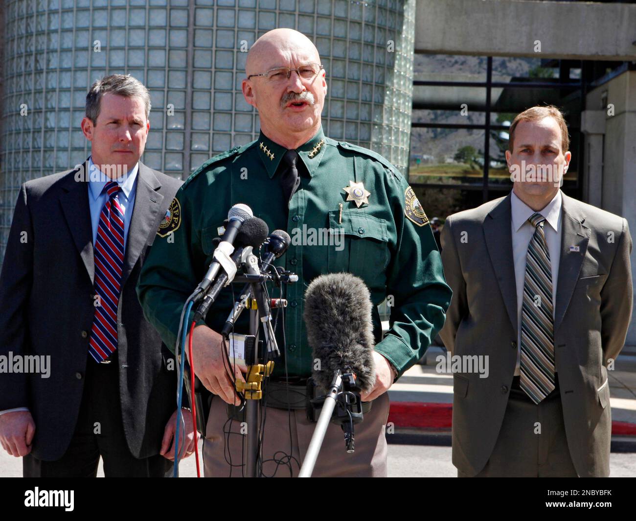 Jefferson County Sheriff Ted Mink, center, talks about the fire and ...