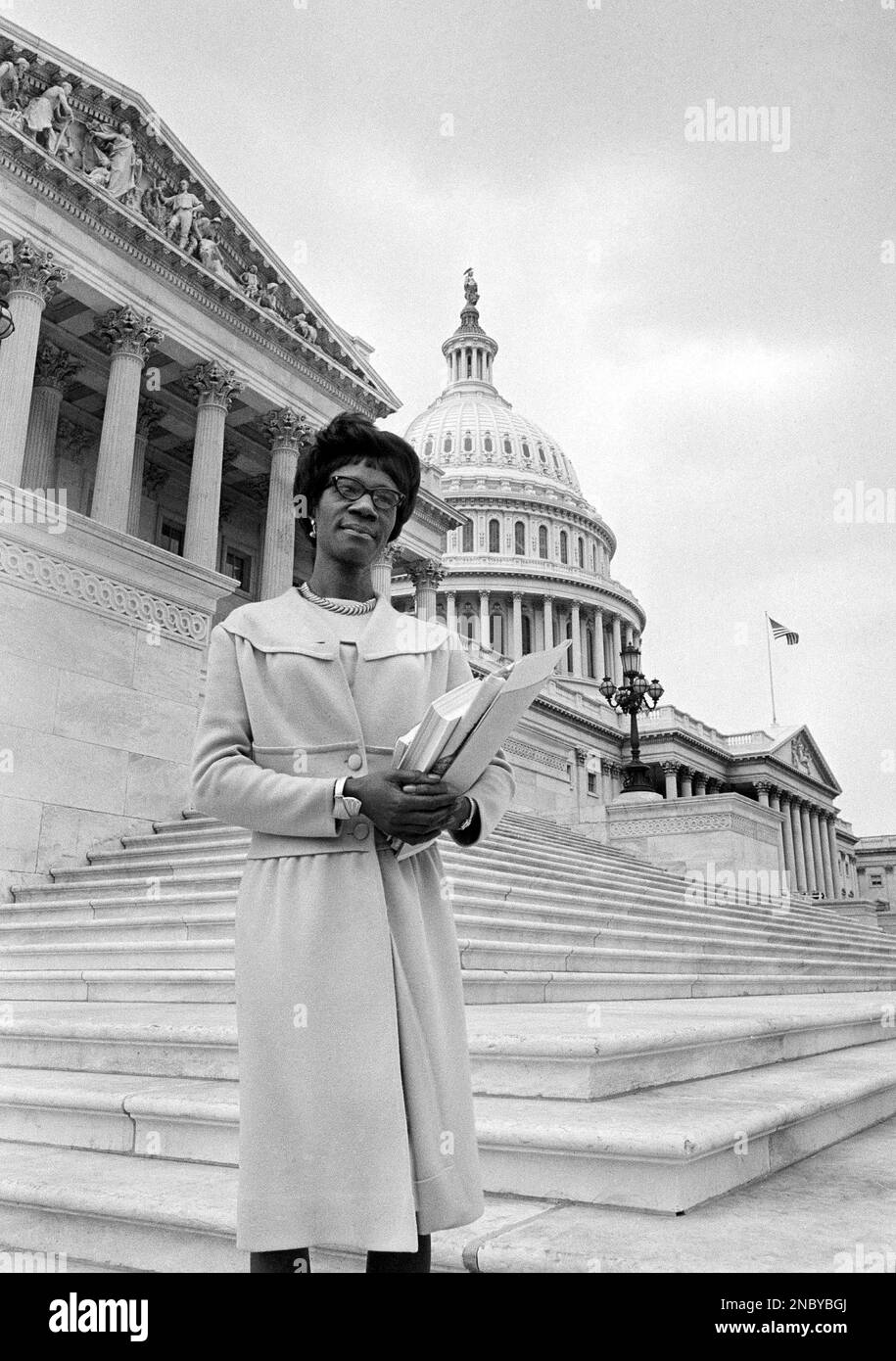 Rep. Shirley Chisholm (D-N.Y.), poses on the steps of the Capitol in ...