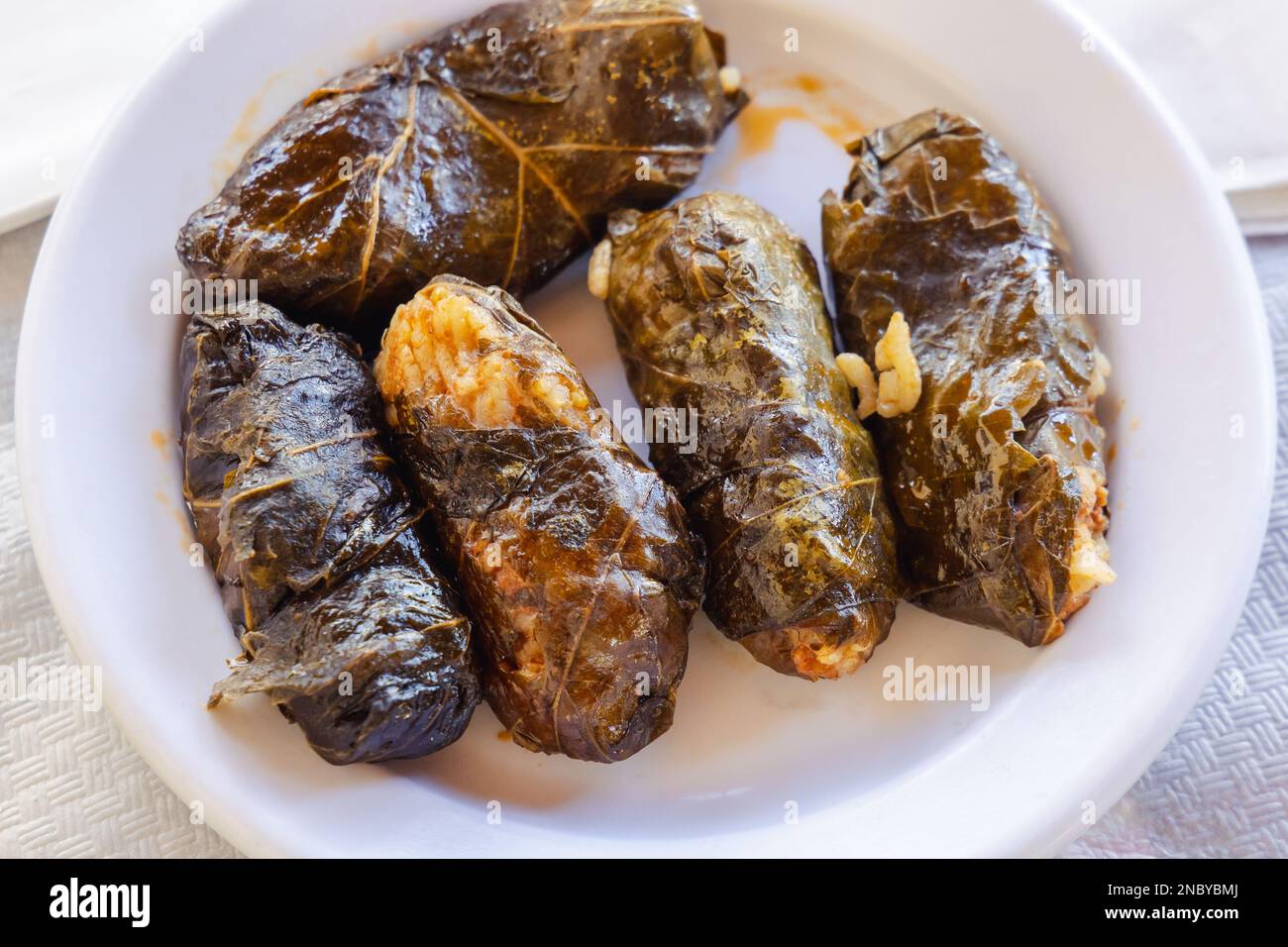 Traditional dolmades - filled grape leaves also called koupepia or ...