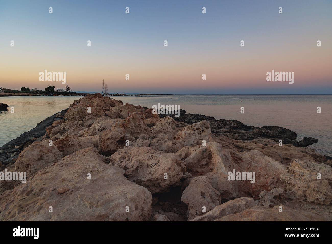 Sunset view from Mimosa beach in Protaras resort, Paralimni ...