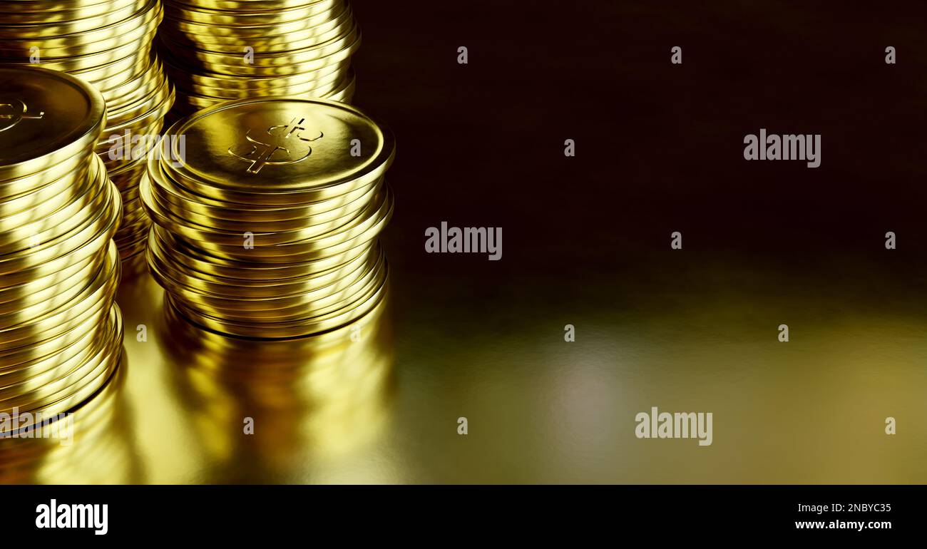Many golden coins stacked hi-res stock photography and images - Alamy