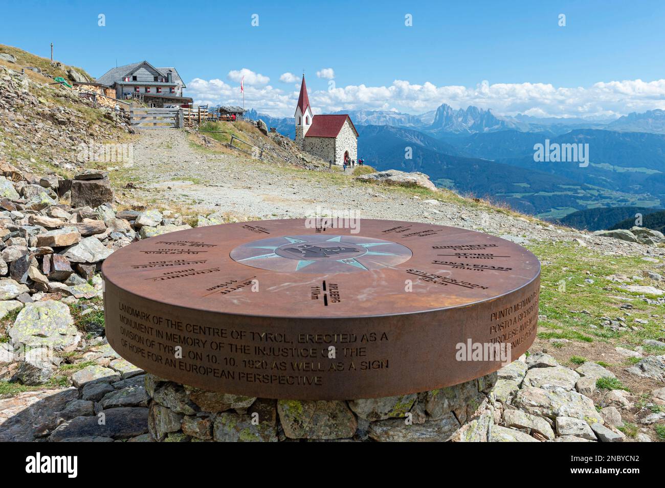 orientation table near the santa croce di lazfons church, villanders ...