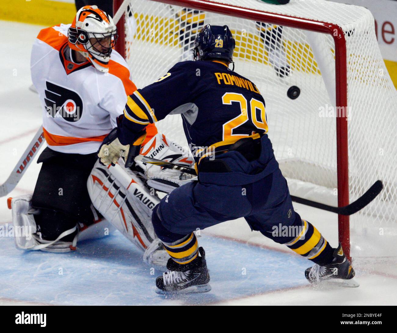 Buffalo Sabres' Jason Pominville (29) scores on Philadelphia Flyers ...